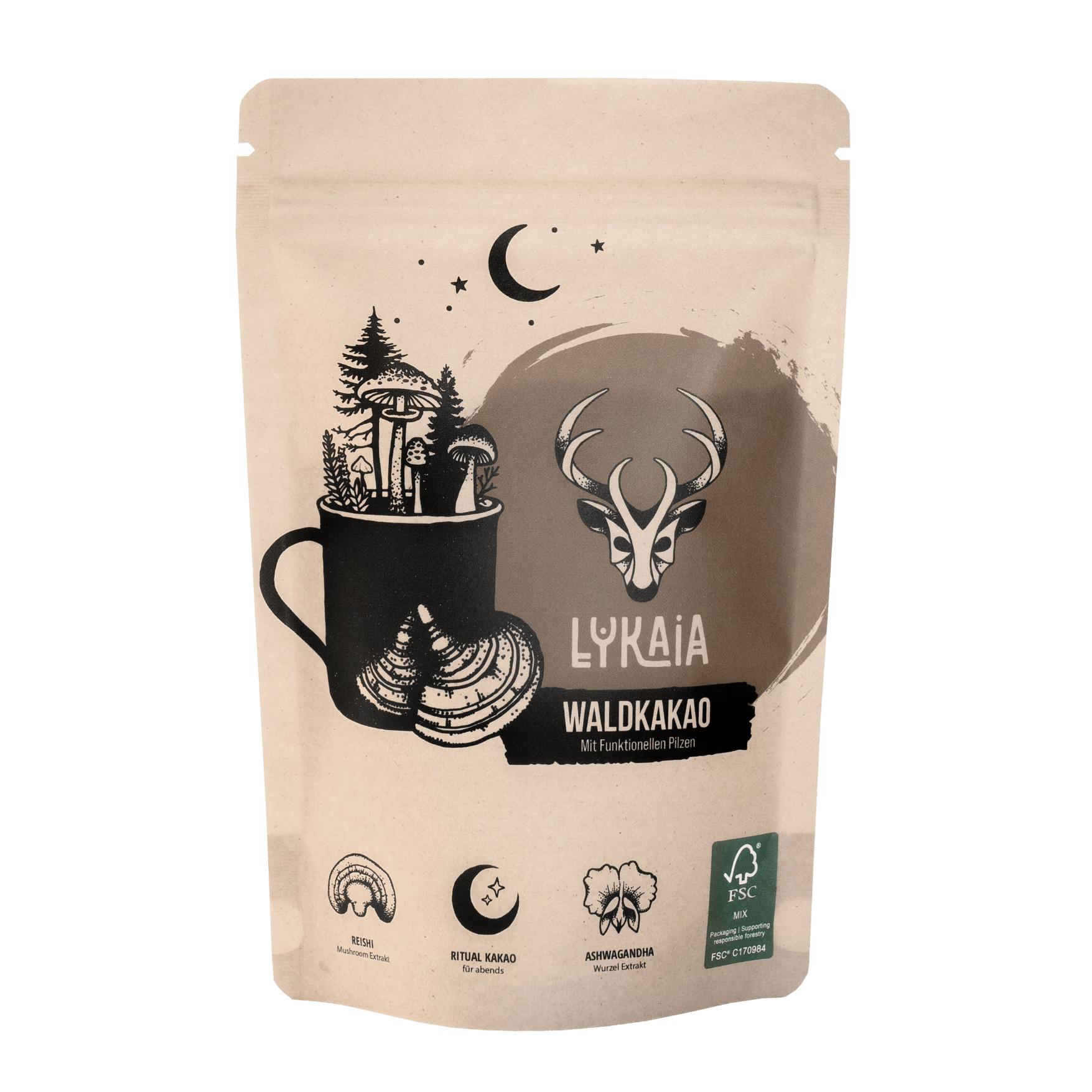 Waldkakao | Kakaopulver mit Reishi Pilz & Ashwagandha – Lykaia – Lykaia ...