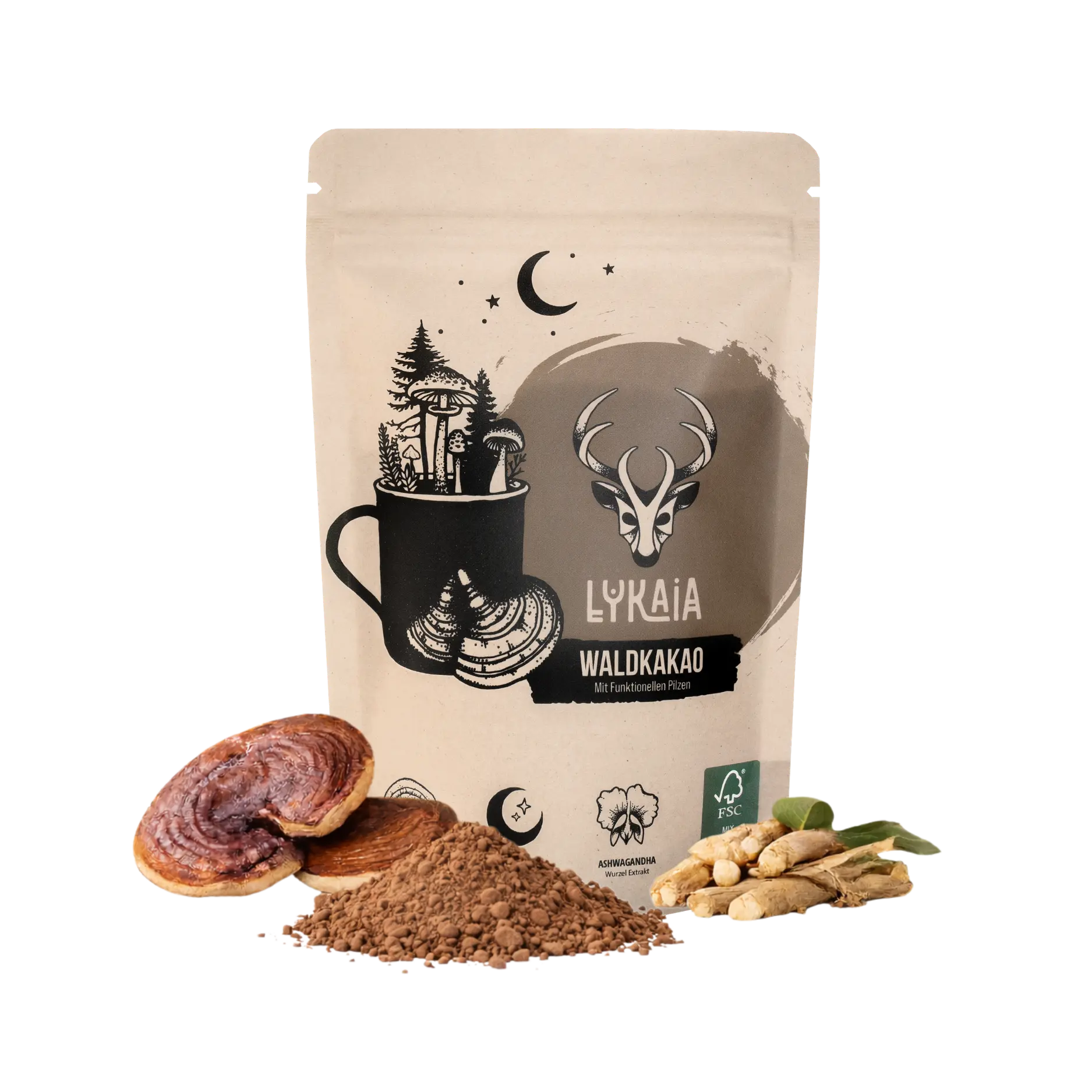 Waldkakao | Kakaopulver mit Reishi Pilz & Ashwagandha – Lykaia – Lykaia ...
